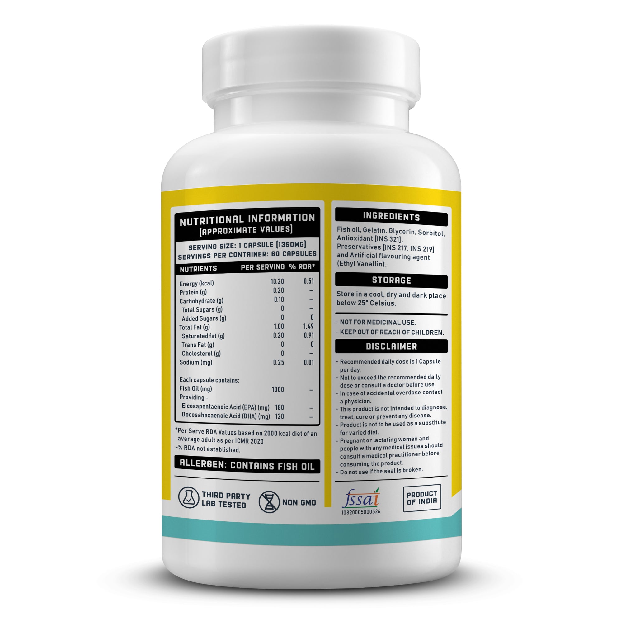 YouWeFit Omega-3 Fish Oil (60 Capsules), 1000mg — Wellversed