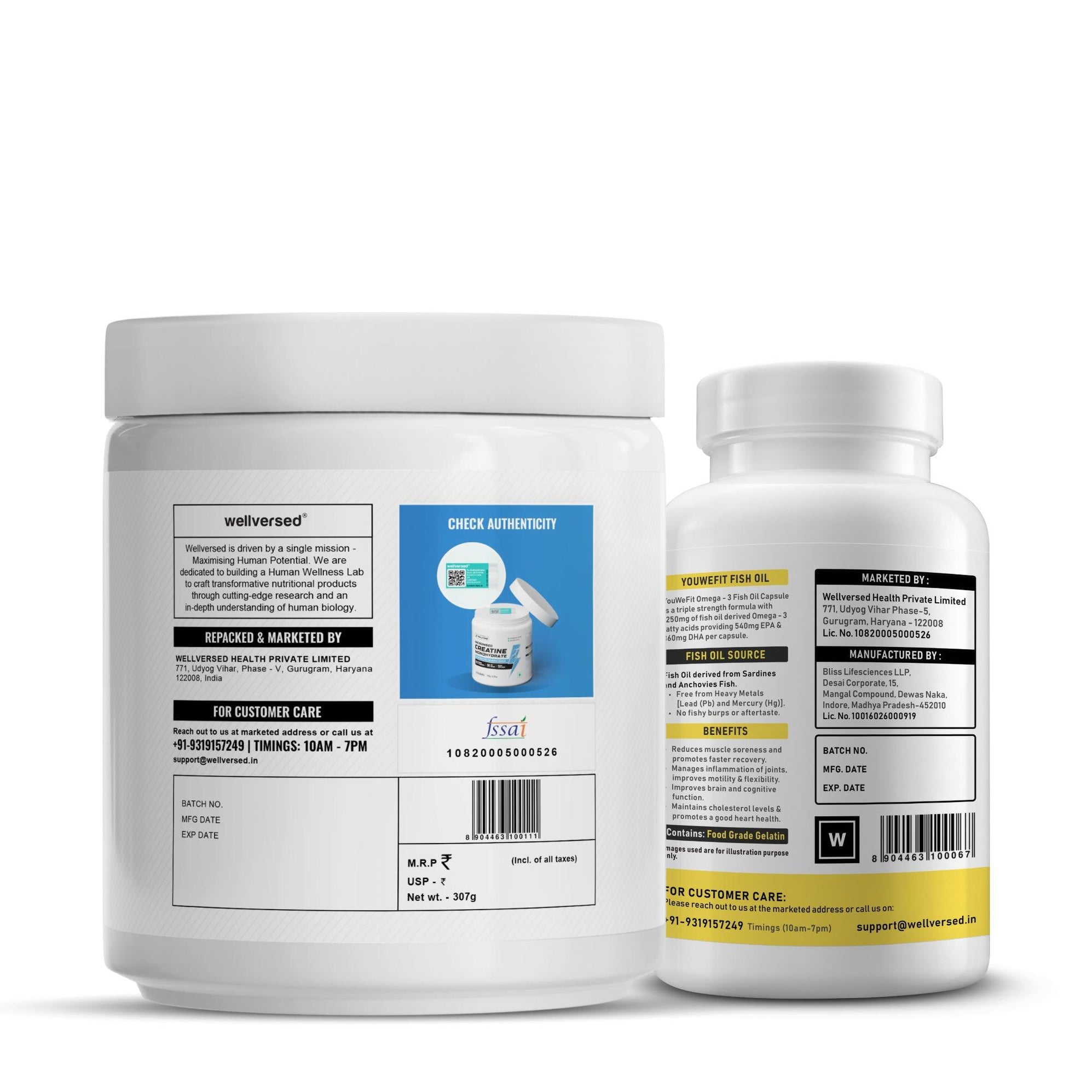 Wellcore Creatine Monohydrate (Fruit Fusion, 83 Servings) + YouWeFit O ...