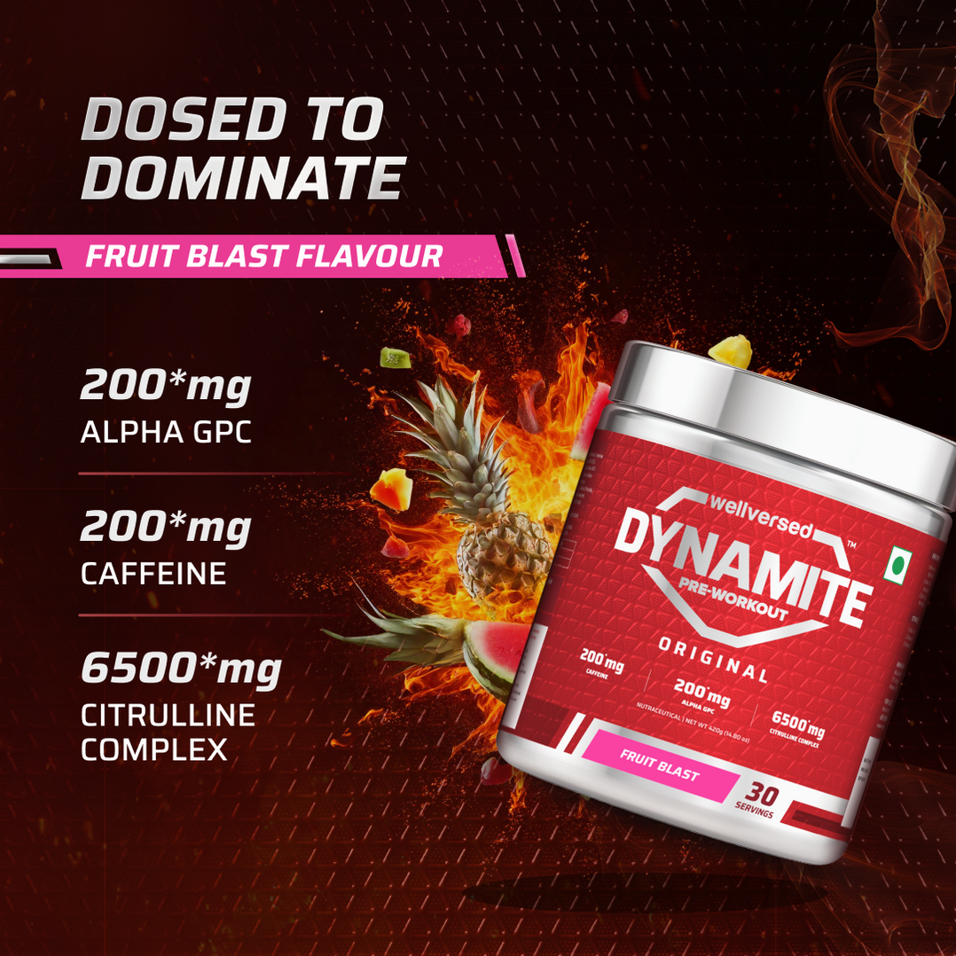 Dynamite Best Pre Workout Supplement (420g, 30 Servings) - Fruit Blast ...