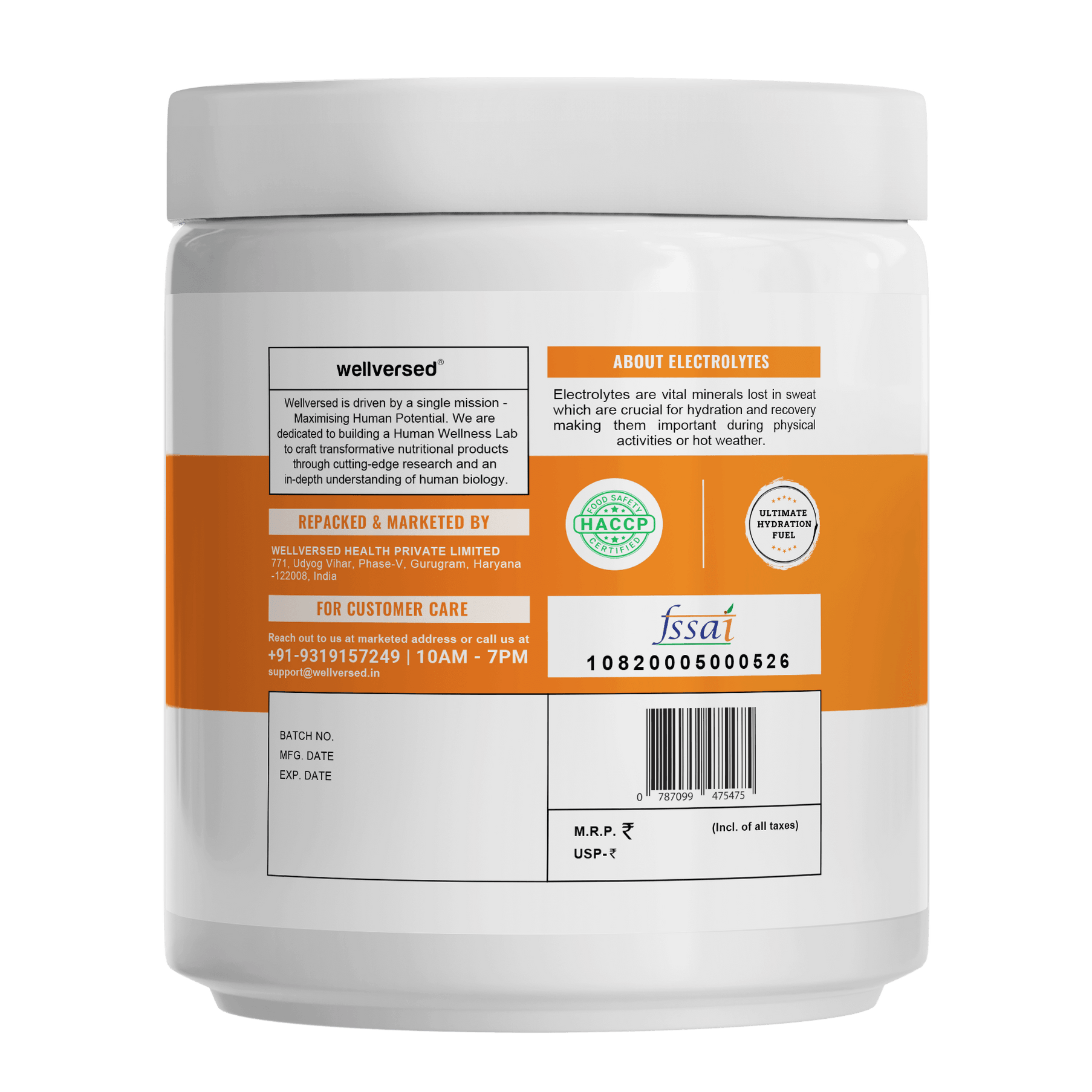 Wellcore Electrolytes Orange Zero Sugar Powder — Wellversed