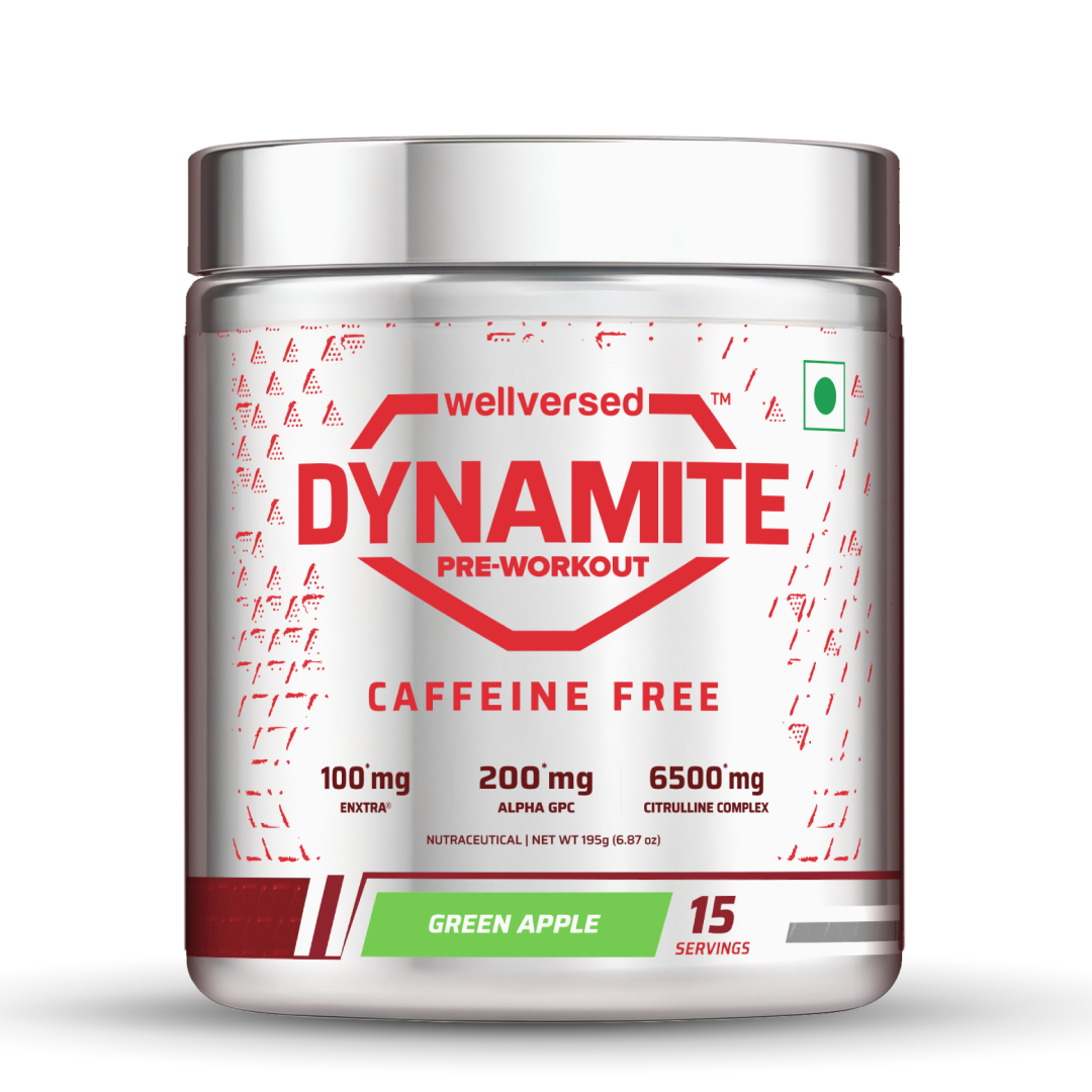 Dynamite Pre-Workout Caffeine Free (195g, 15 Servs) | Green Apple — Wellversed