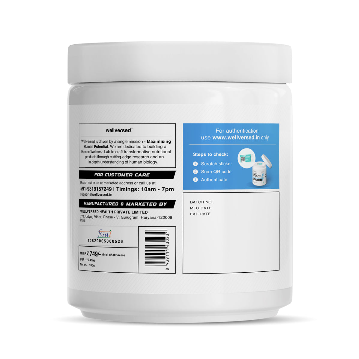 Buy Wellcore Micronised Creatine Monohydrate (100g, 33 Servings ...
