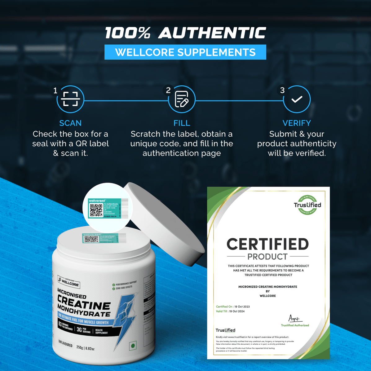 Wellcore - Micronised Creatine Monohydrate (100g, 33 Servings) — Wellversed