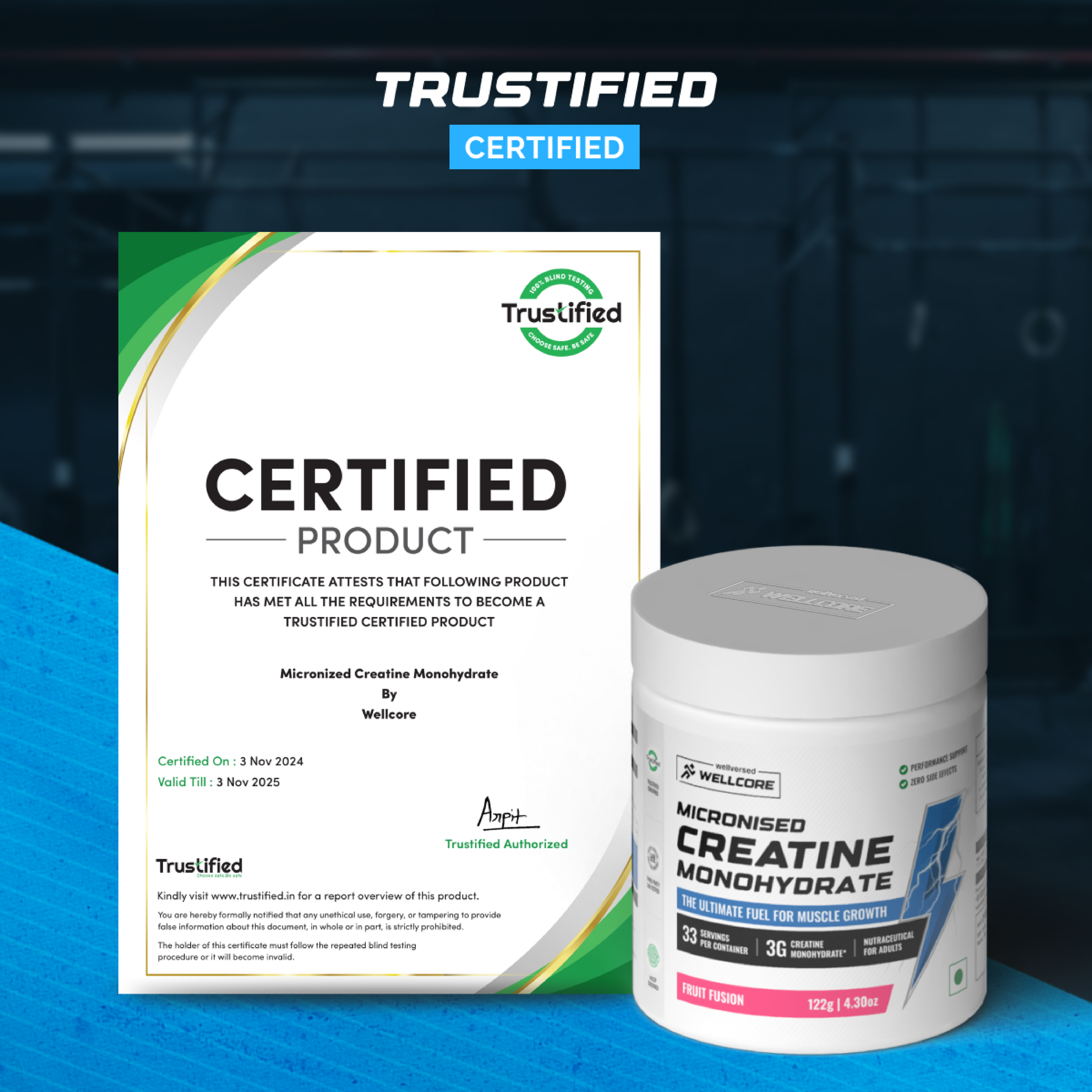 Buy Wellcore Pure Micronised Creatine Monohydrate (122g, 33 Servings ...